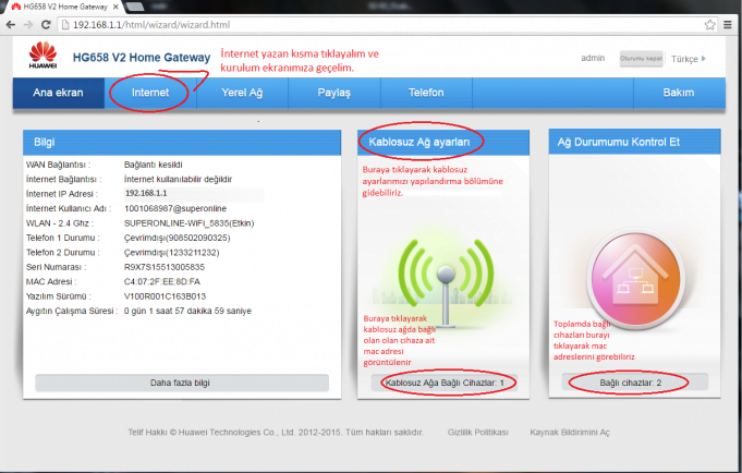 HUAWEİ HG658 V2 KABLOSUZ MODEM KURULUMU