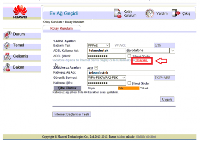 Vodafone HG532E Kurulumu