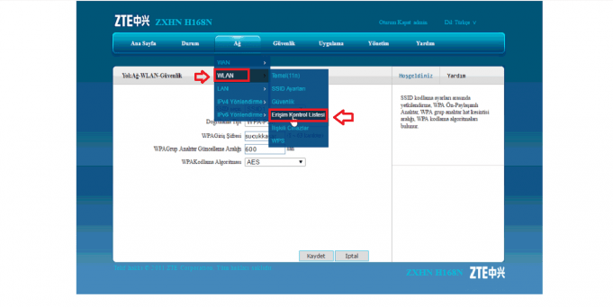 ZTE ZXHN H168N' Modemde Kablosuz MAC Filtreleme (Resimli Anlatım)