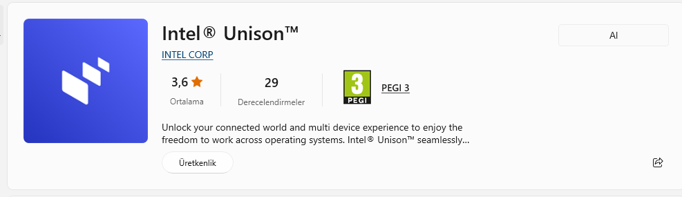 İntel Unison ile Veri Transferi