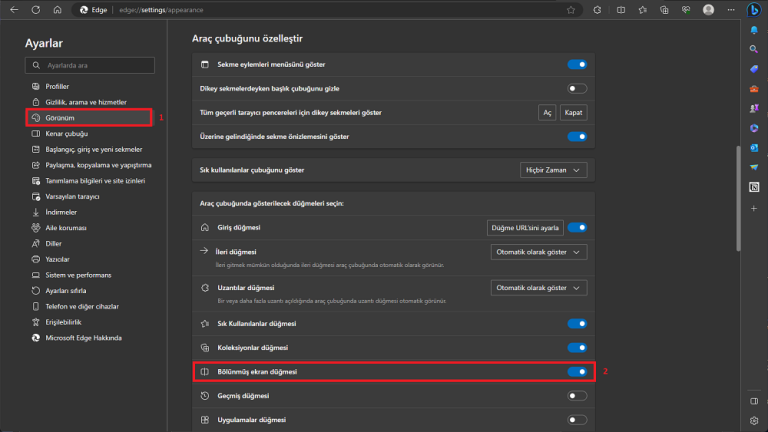 Microsoft Edge Bölünmüş Ekran Kullanımı